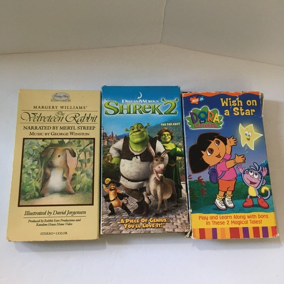 Media | Childrens Vhs Tape Lot Vcr Shrek 2 Dora Explorer Wish On A Star ...